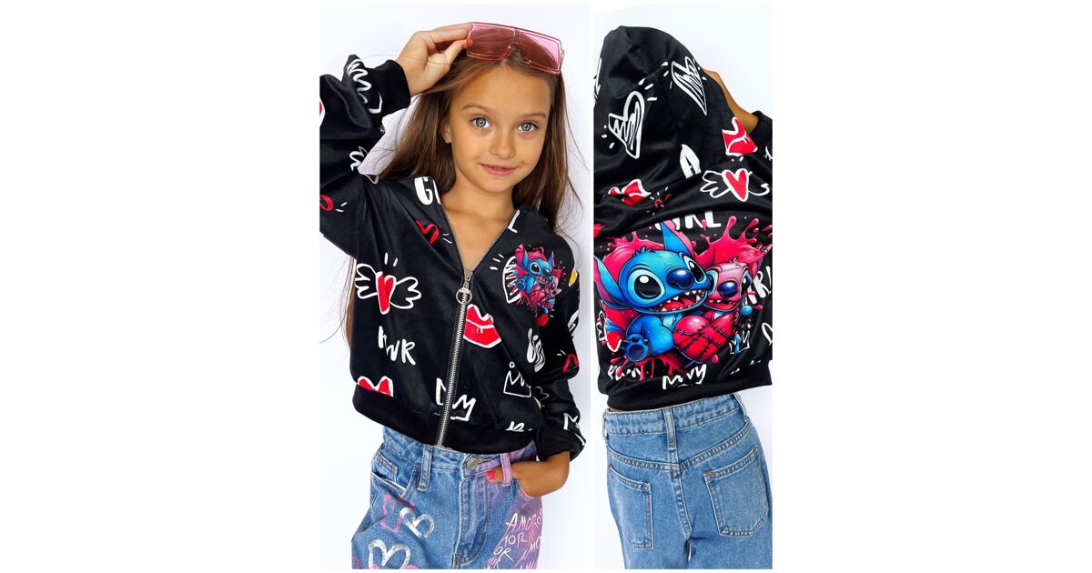 Lilo & Stitch velur mikina LOVE POWER - Skladem | ByMini.cz
