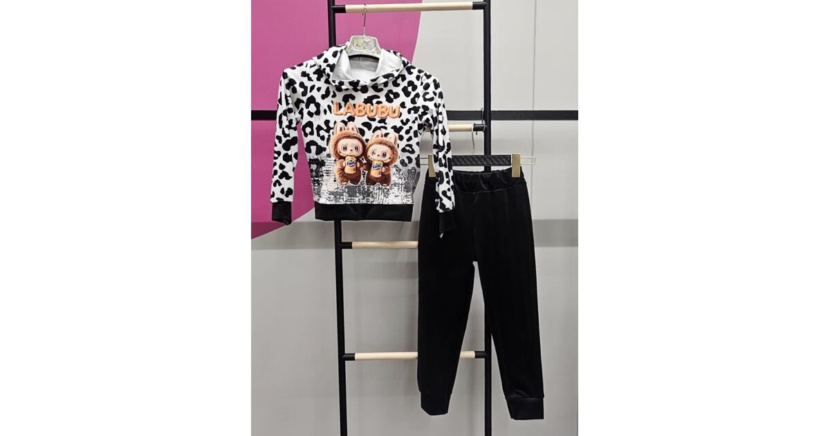 Labubu & Fanta soft velur souprava black - Skladem | ByMini.cz