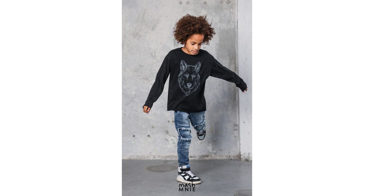 Mash Mnie longsleeve triko WOLF vintage black - Skladem | ByMini.cz