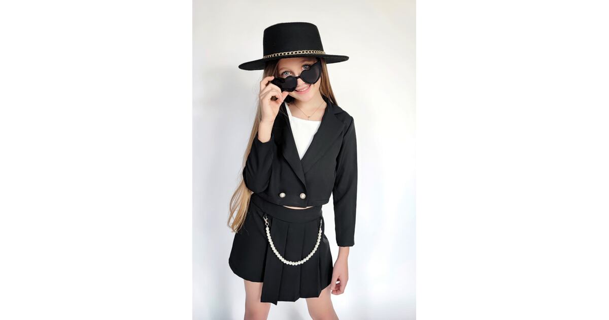 Crop sako + sukňokraťasy black - Skladem | ByMini.cz